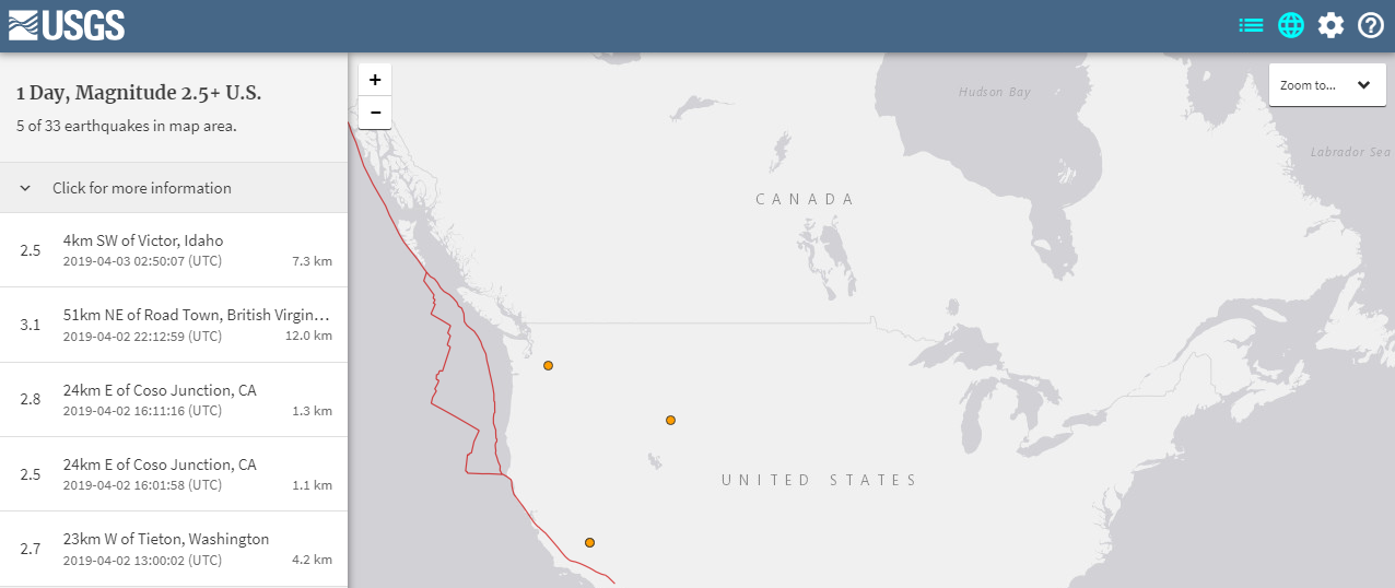 Earthquake Maps (Real Time Earthquake Map - USGS) | UN-SPIDER Knowledge ...